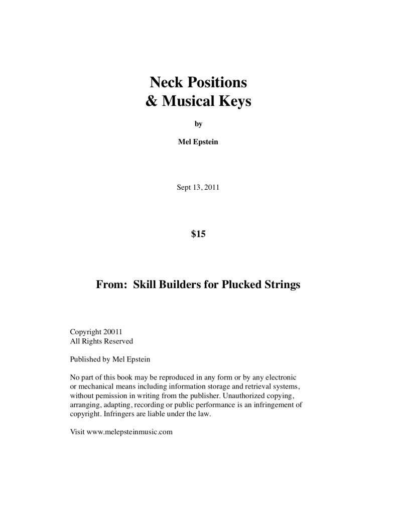 Neck Positions and Musical Keys - Epstein Music Instruction ...